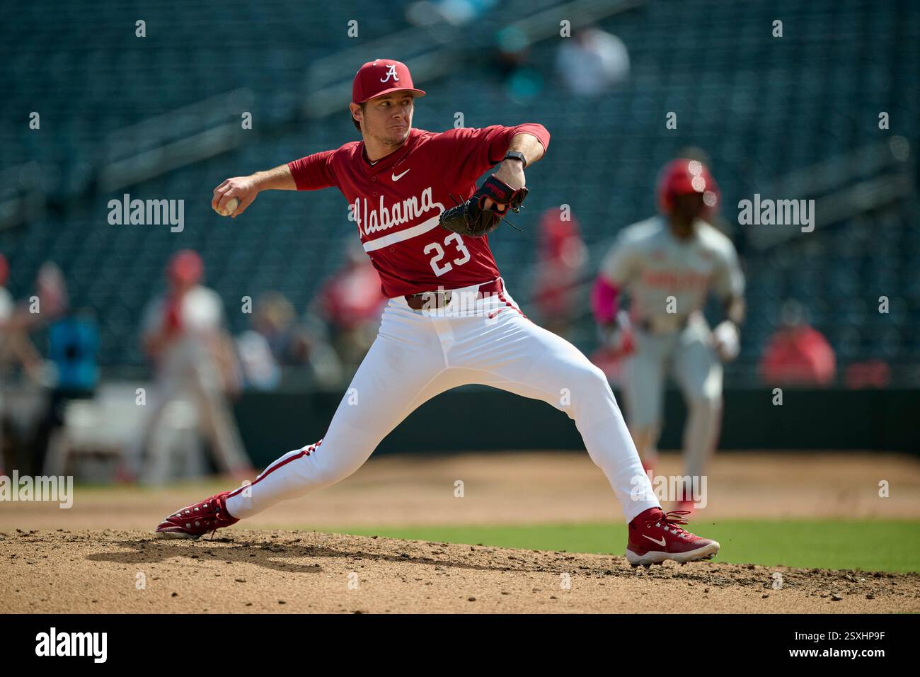 Alabama Crimson Tide pitcher Aidan Moza (23) during an NCAA baseball ...
