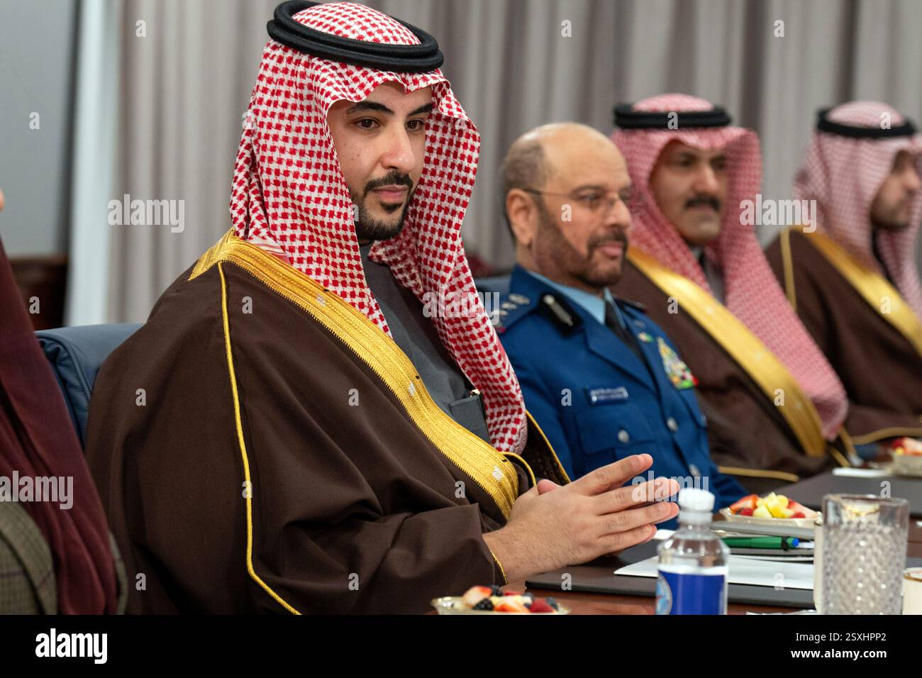 Saudi Arabia's Defense Minister Prince Khalid bin Salman attends a ...