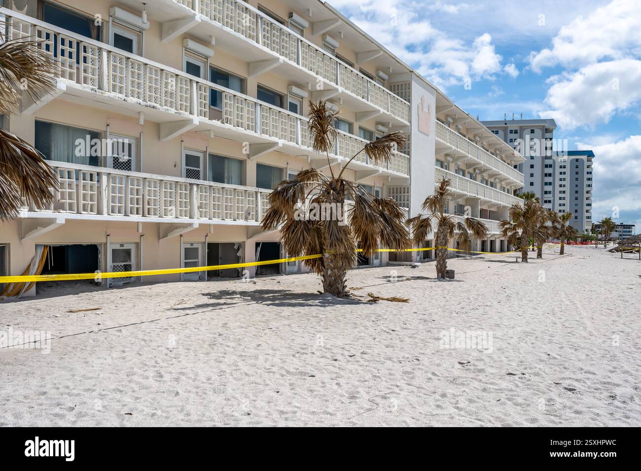 Sarasota, Florida, USA - 02-20-2025: Storm surge, water, weather damage ...