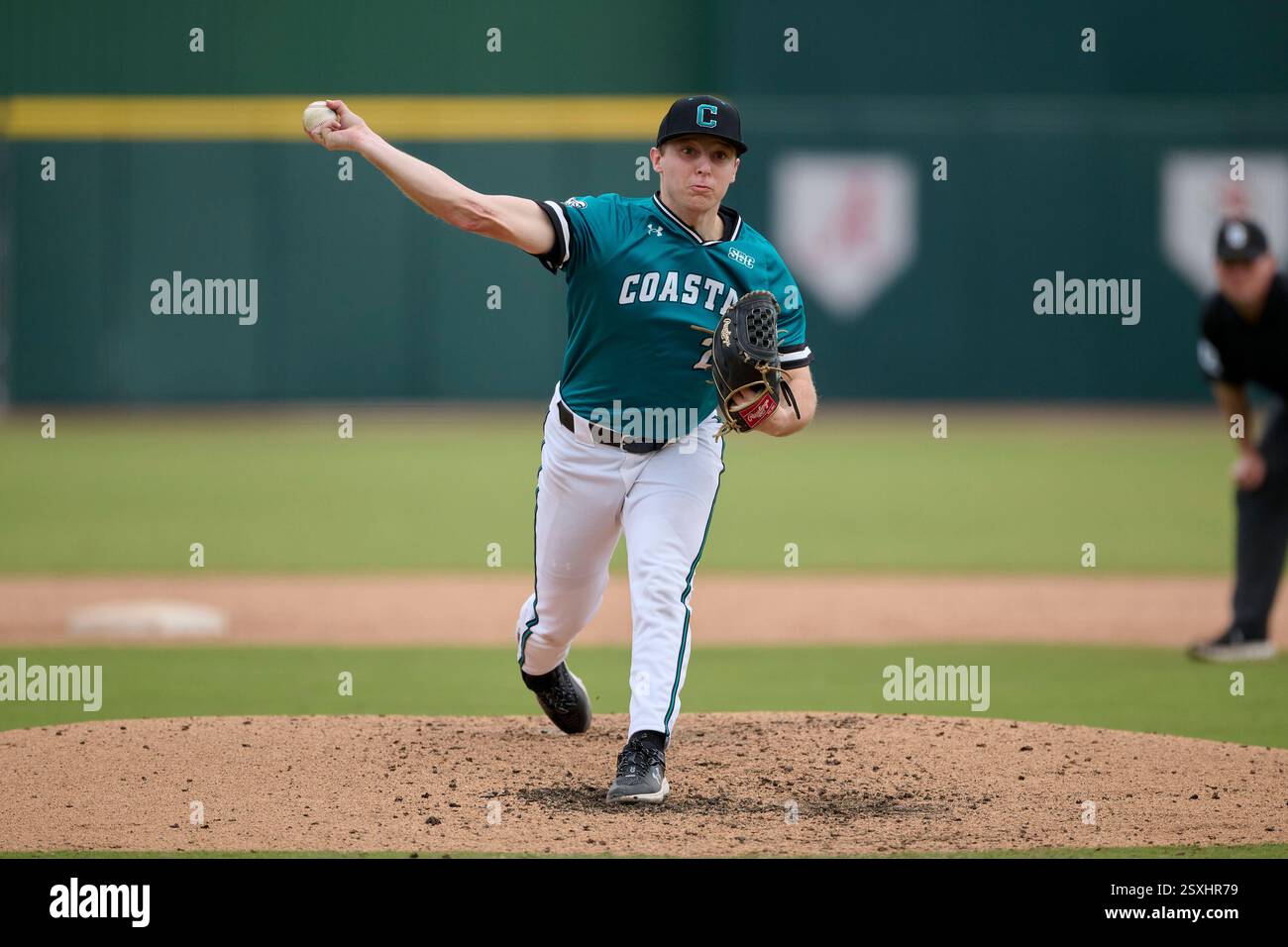 Coastal Carolina Chanticleers pitcher Riley Eikhoff (26) during an NCAA baseball game against ...