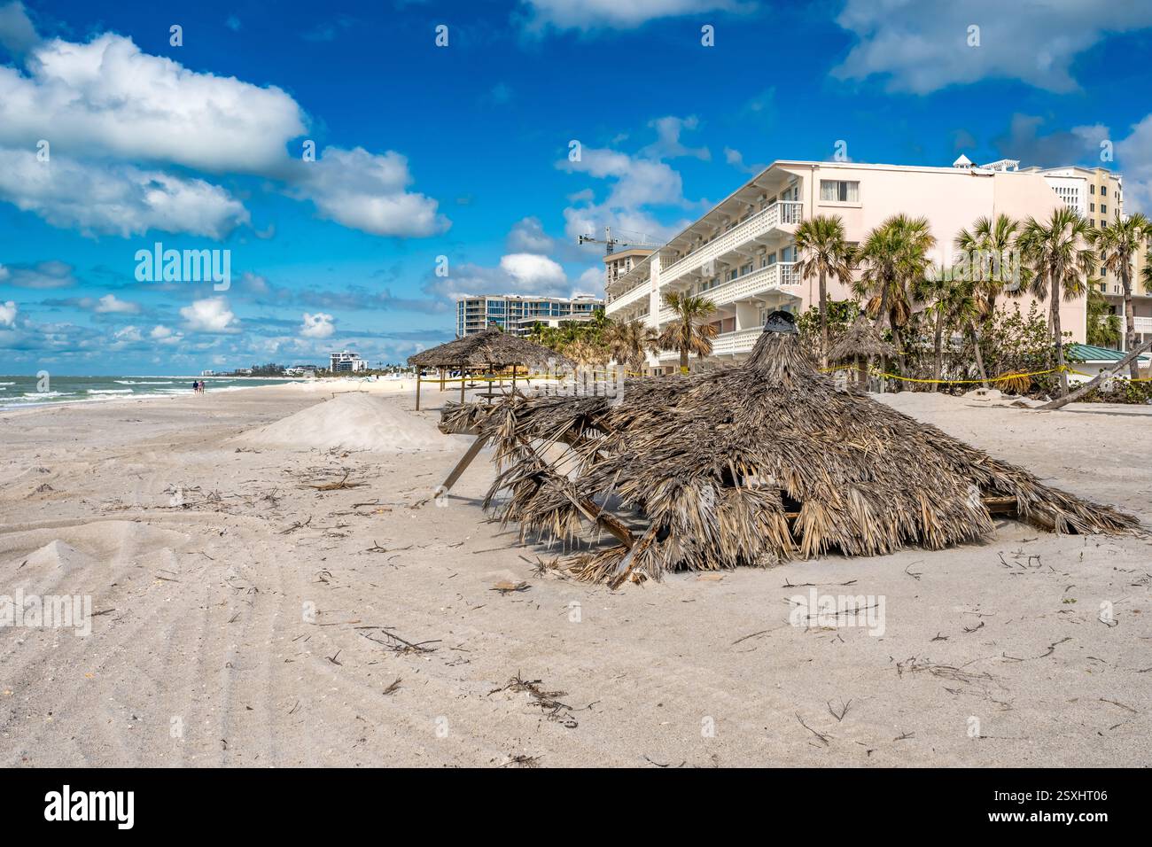 Sarasota, Florida, USA - 02-20-2025: Storm surge, water, weather damage ...