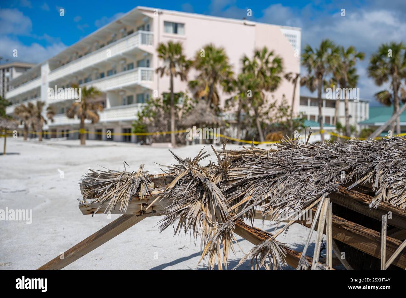 Sarasota, Florida, USA - 02-20-2025: Storm surge, water, weather damage ...