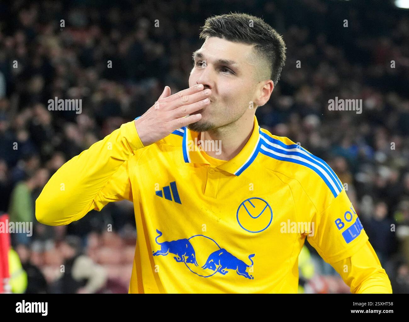 Leeds United's Joel Piroe celebrates scoring their side's third goal of ...