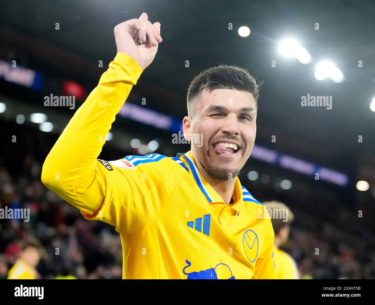 Leeds United's Joel Piroe celebrates scoring their side's third goal of ...