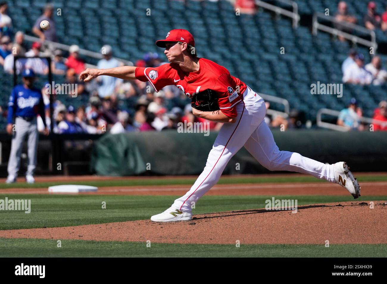 Cincinnati Reds starting pitcher Brady Singer throws during the first ...