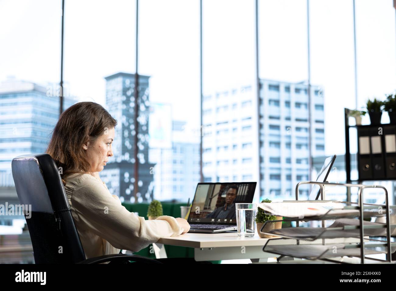 Successful female entrepreneur collaborates with her experts team ...