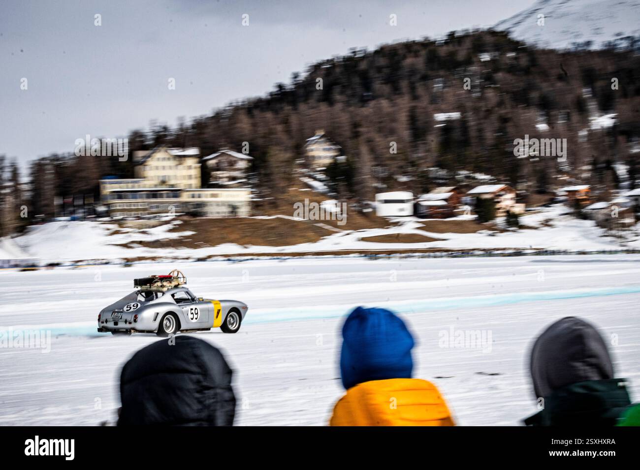 Cars runs into the iced lake during The ICE Concours of Elegance in ...