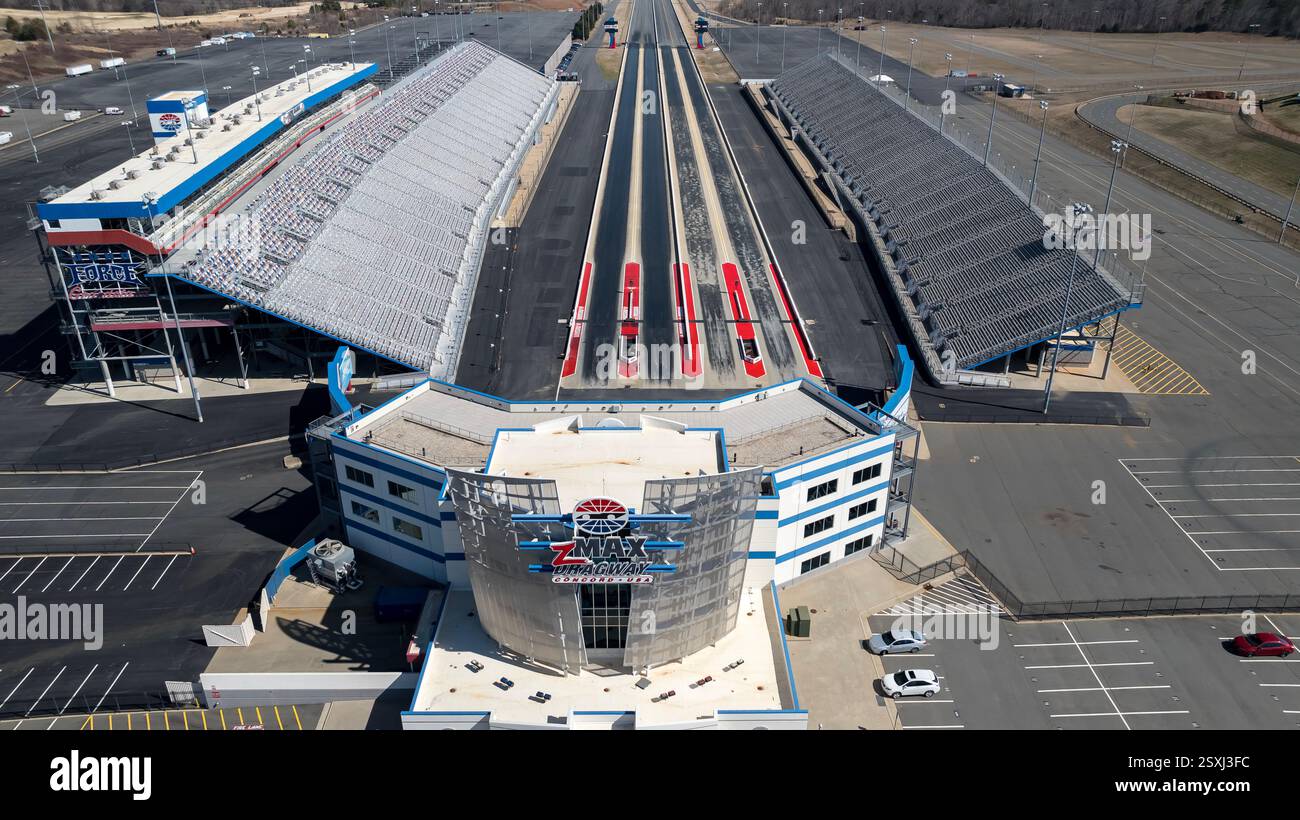 An aerial view of ZMax Dragway in Concord, NC reveals a state-of-the ...