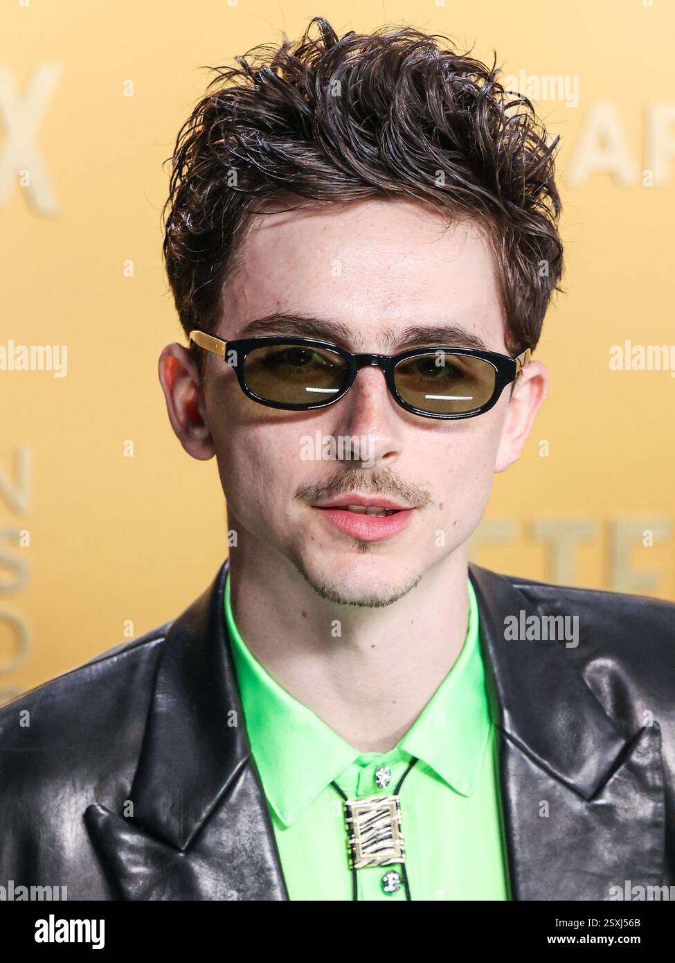LOS ANGELES, CALIFORNIA, USA - FEBRUARY 23: Timothee Chalamet wearing a ...