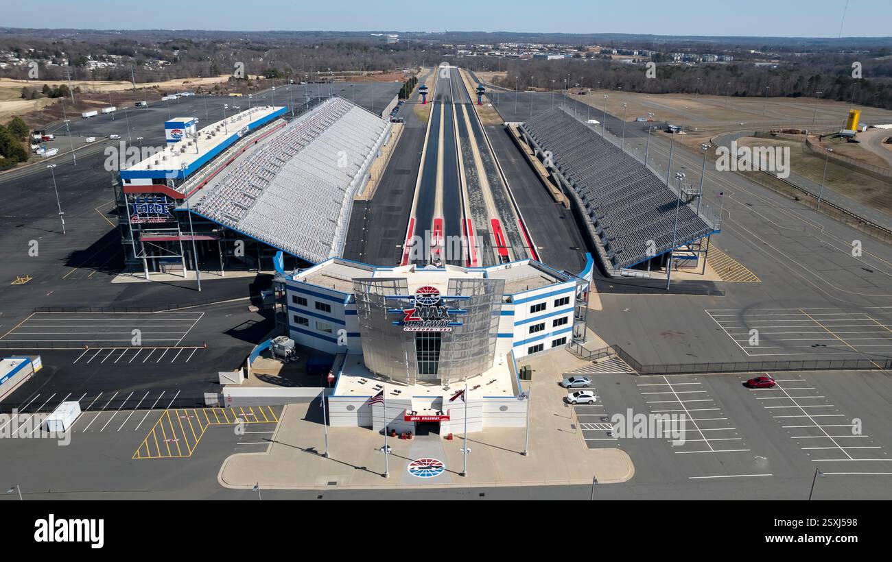 February 24, 2025, Concord, Nc, USA: An aerial view of ZMax Dragway in ...