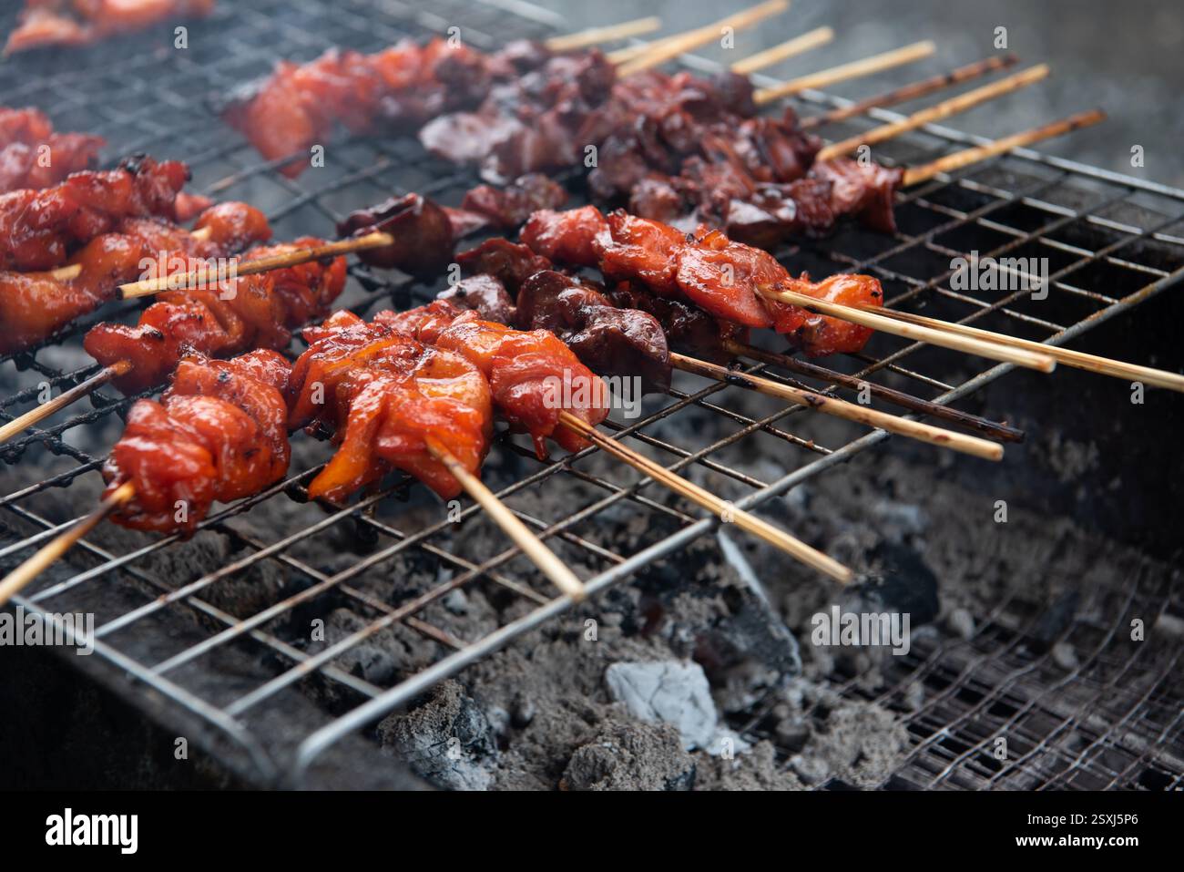 Grilled chicken sauce is a Thai barbeque food by chicken and sauce ...