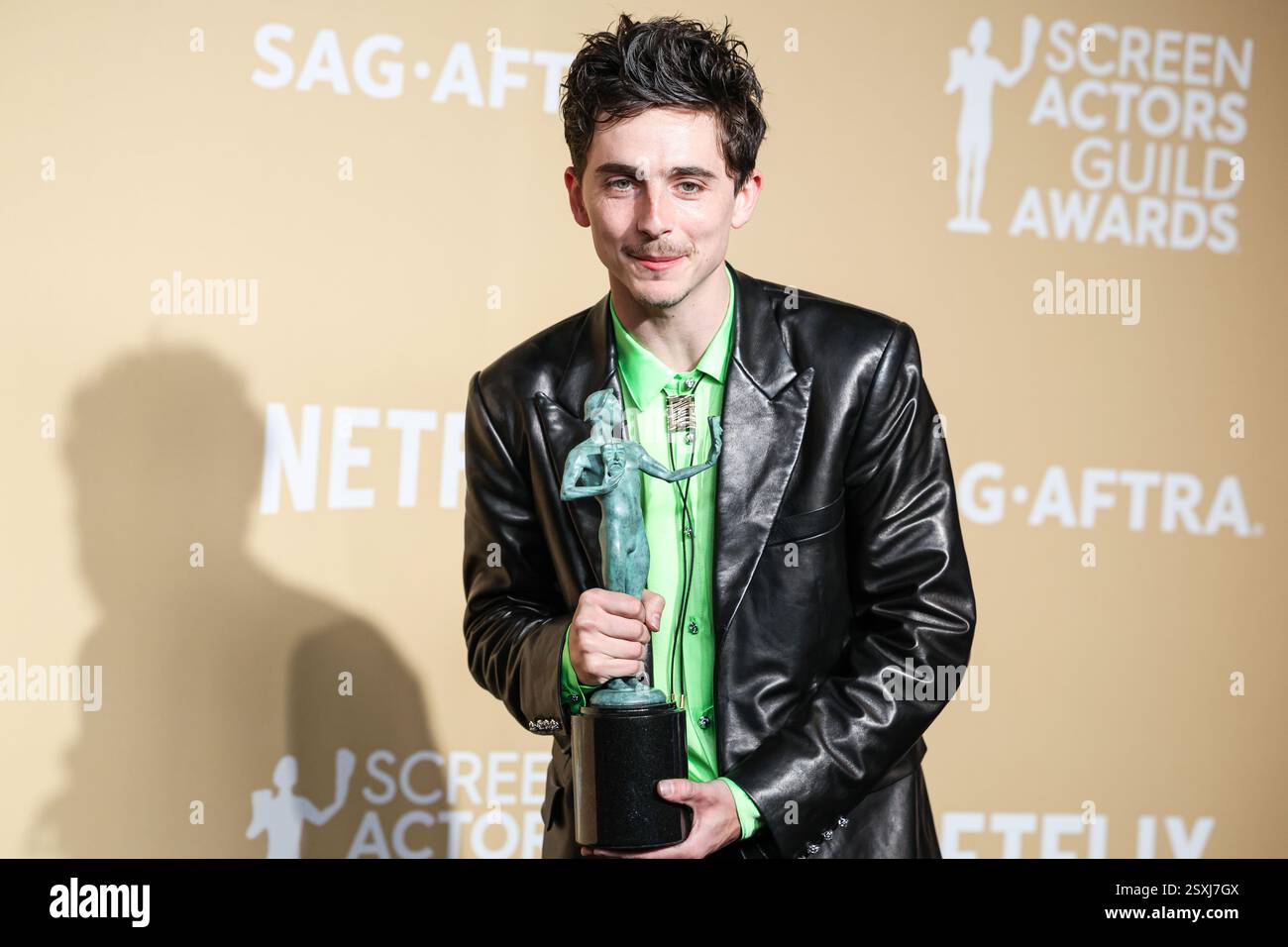 LOS ANGELES, CALIFORNIA, USA - FEBRUARY 23: Timothee Chalamet, winner ...