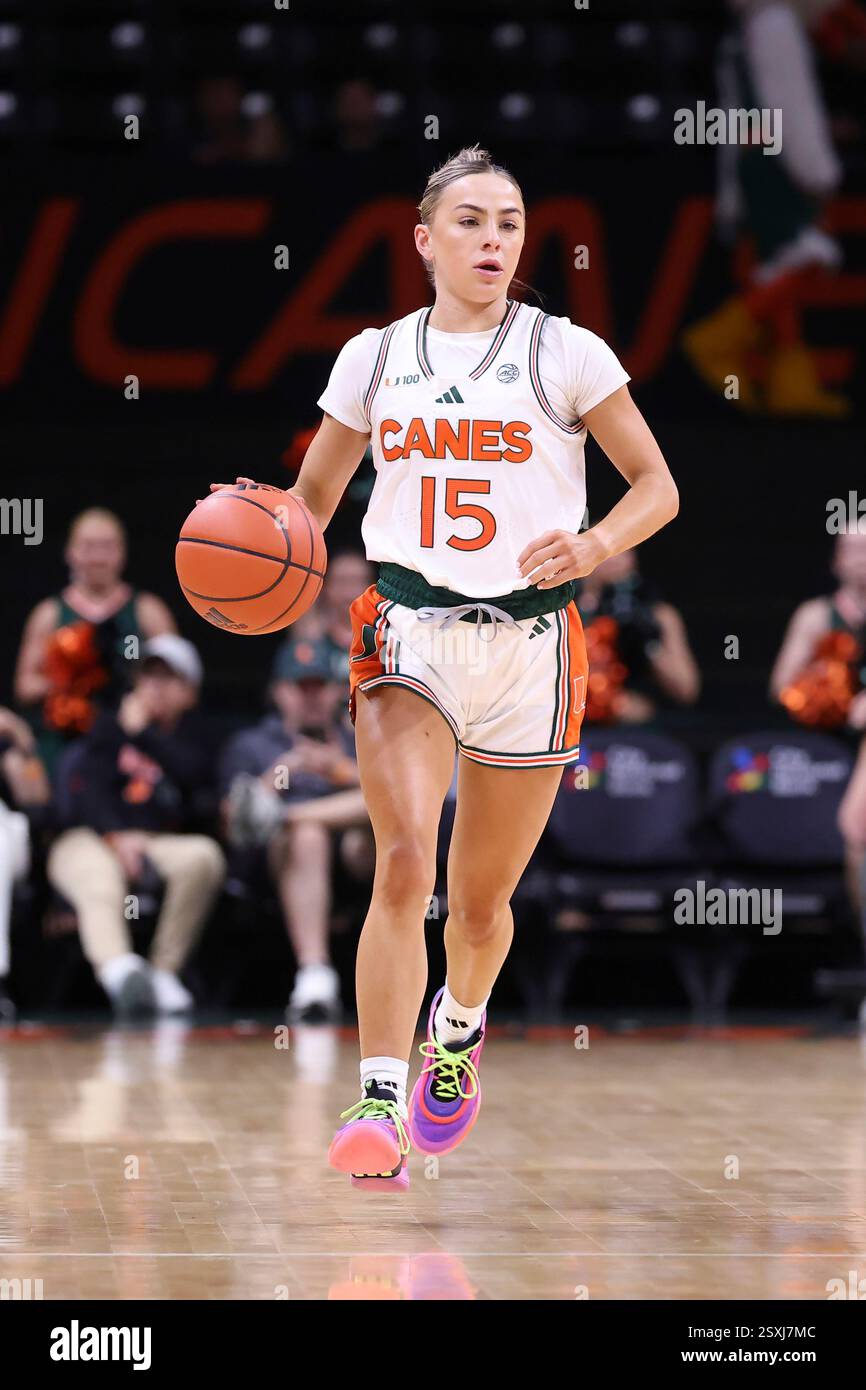 CORAL GABLES, FL - FEBRUARY 23: Miami Hurricanes guard Hanna Cavinder ...