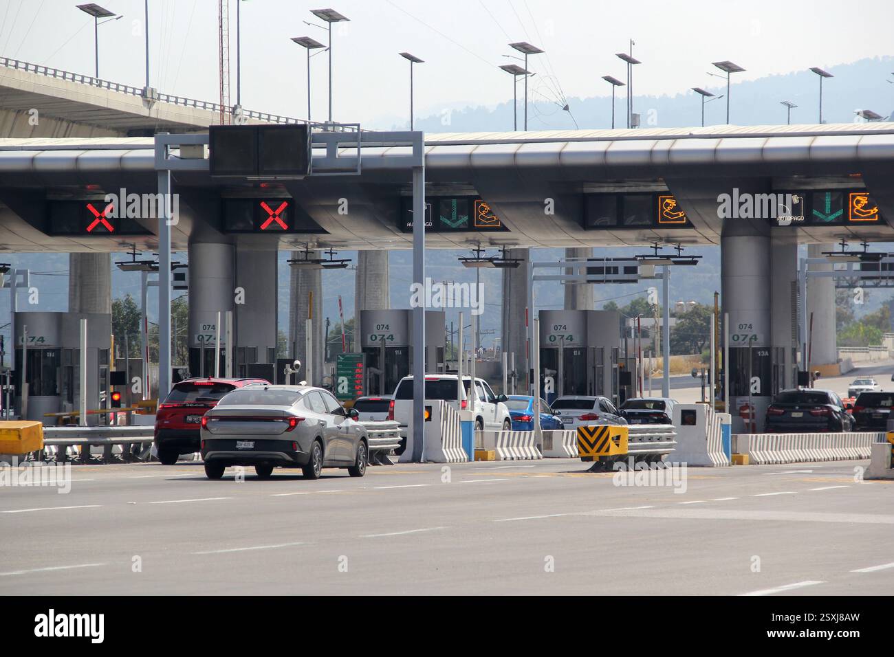 Mexico City, Mexico - Jan 1 2025: Toll booth at the exit to the CDMX ...