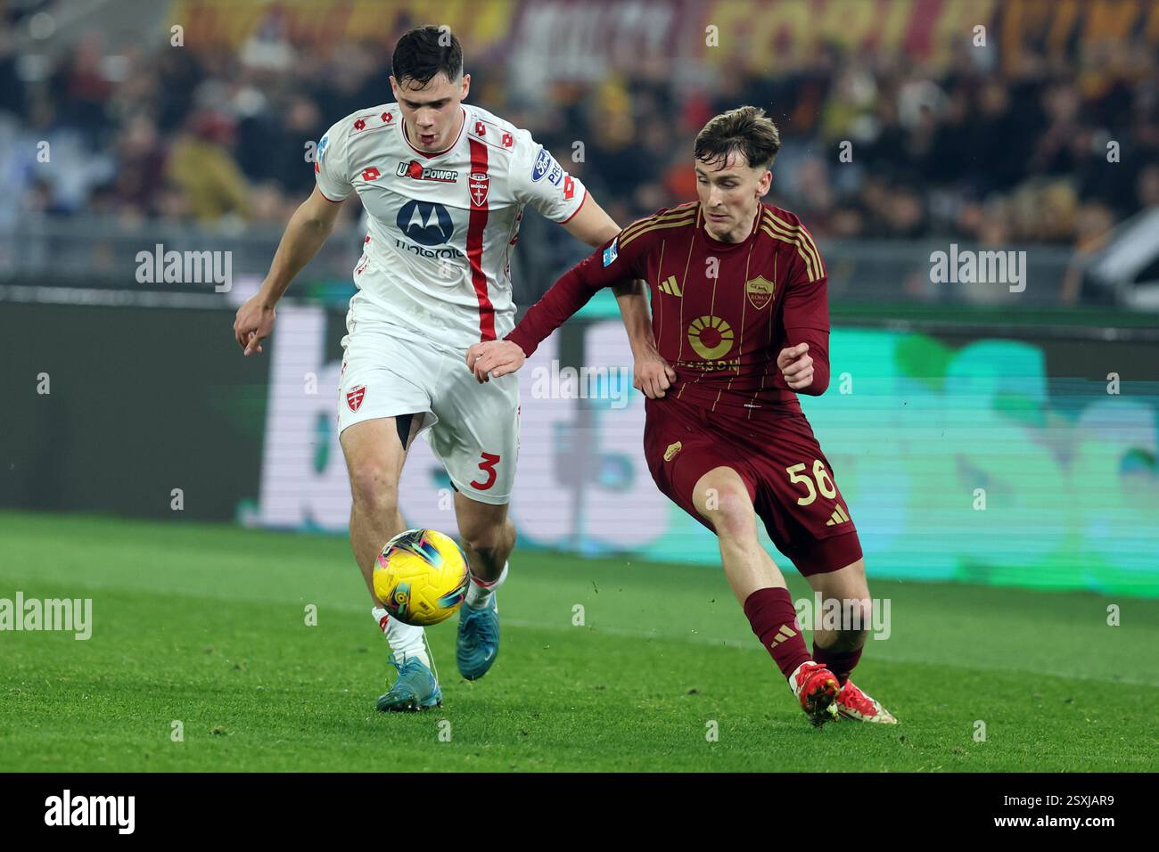 Rome, Italy 24.02.2025 : Stefan Lekovic of Monza, Alexis Saelemaekers ...