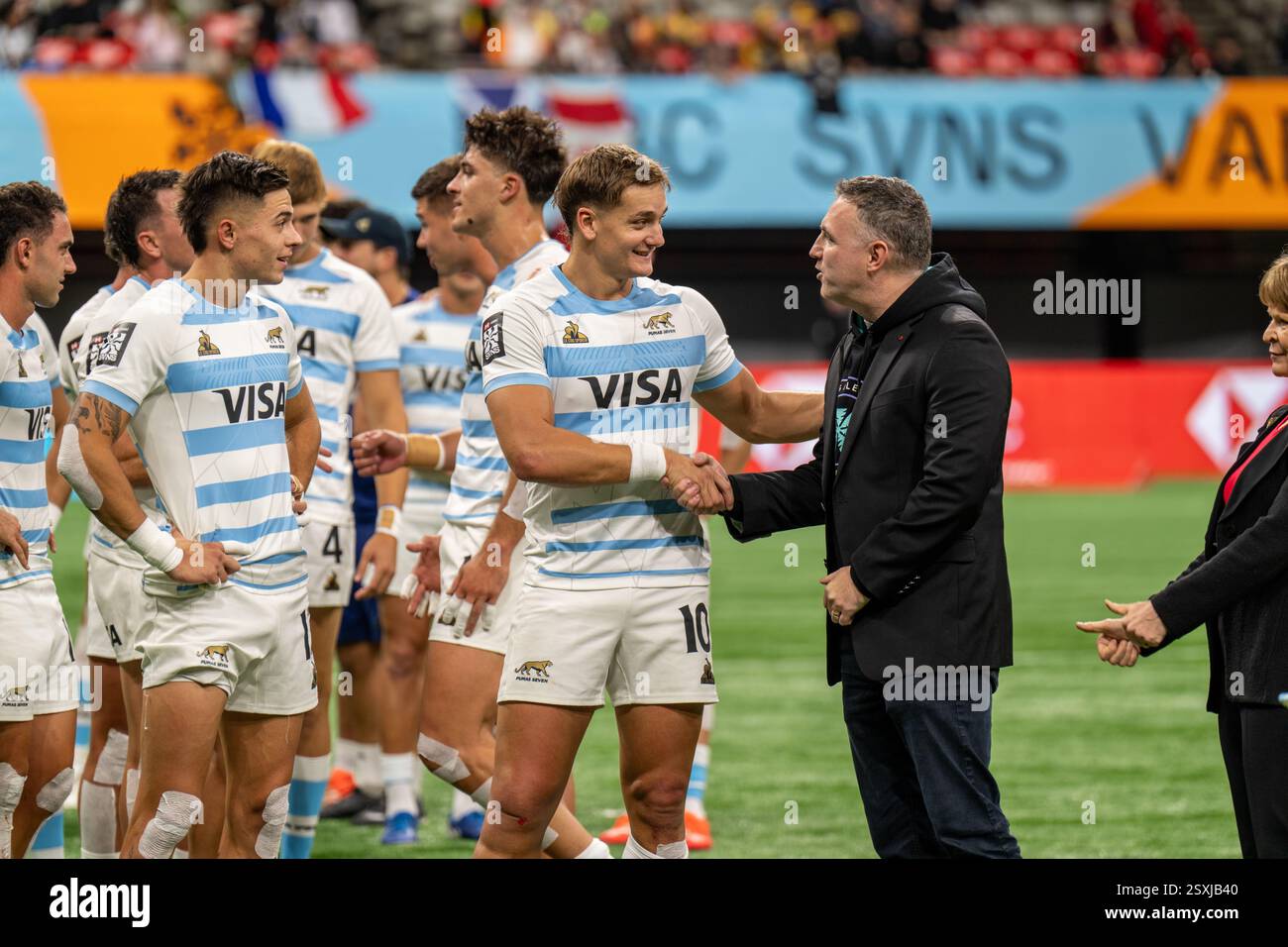 VANCOUVER, CANADA – FEBRUARY 23, 2025: Argentina rugby players SANTIAGO ...