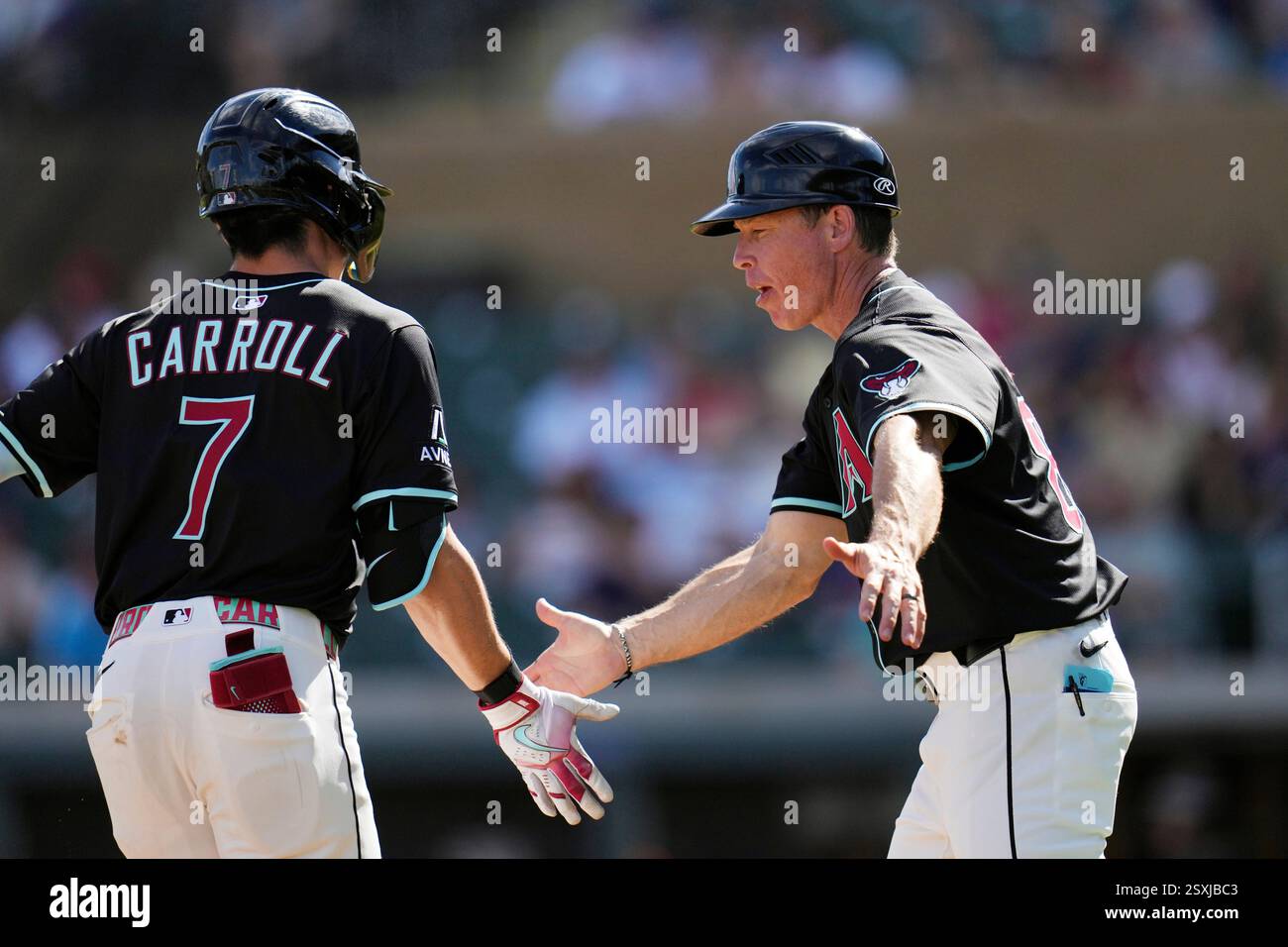 Arizona Diamondbacks' Corbin Carroll (7) celebrates after his home run ...
