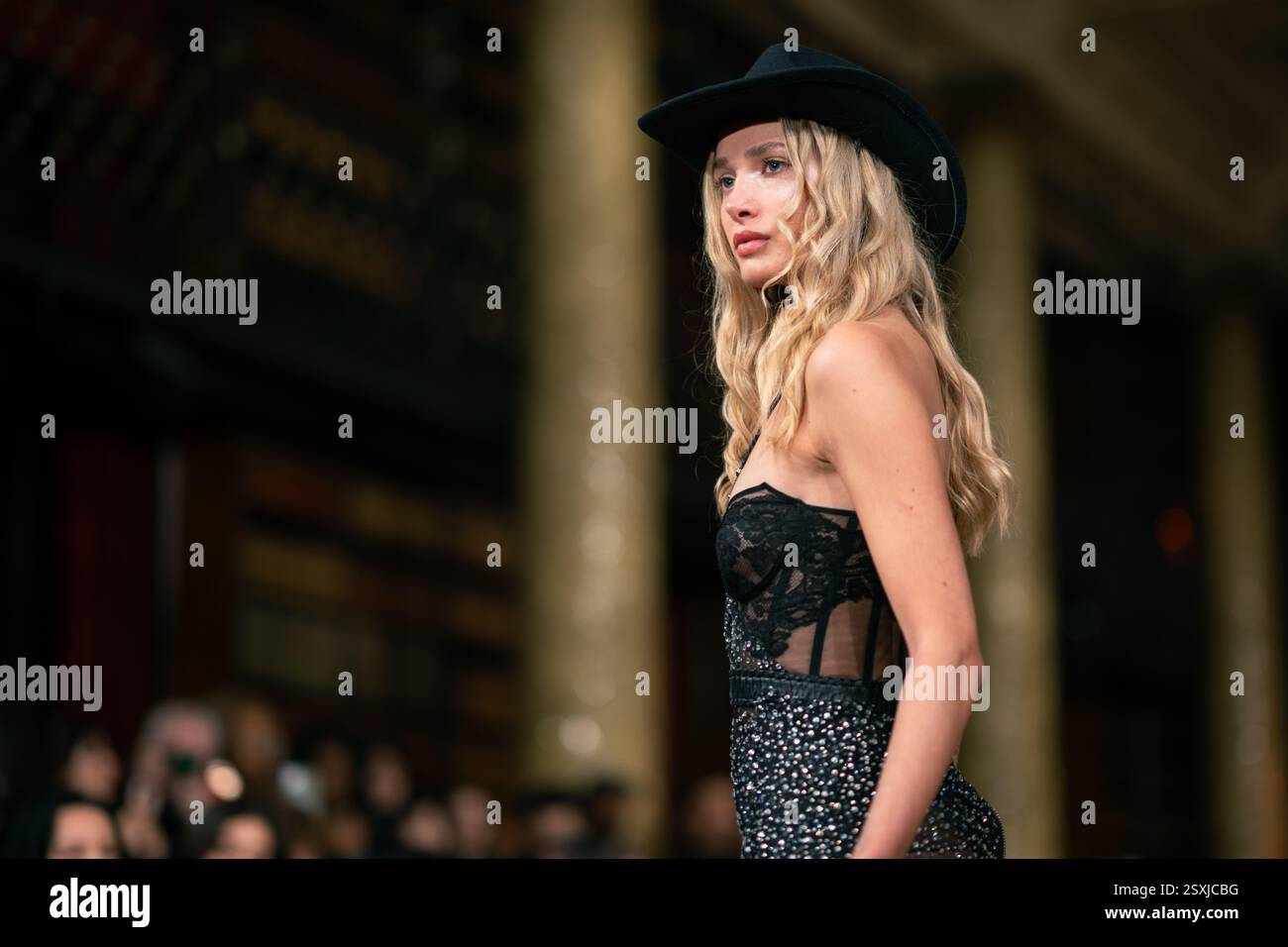 LONDON, ENGLAND - 25 FEBRUARY: Model Georgia Ferrari catwalks at the ...