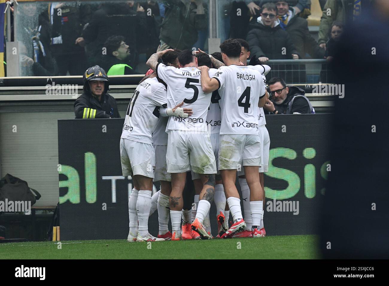 Ange-Yoan Bonny (Parma) ; celebrating after scoring his team's first ...