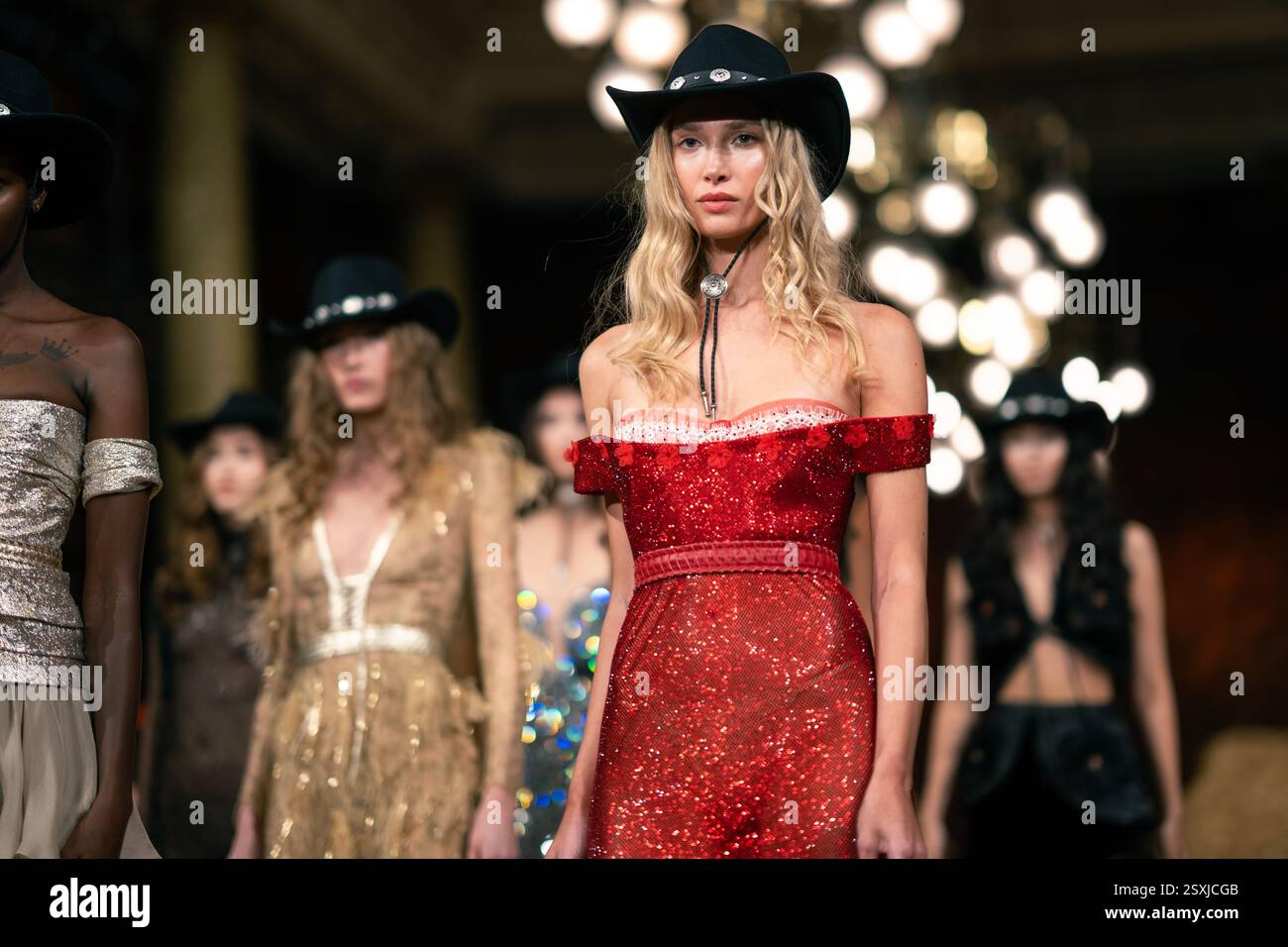 LONDON, ENGLAND - 25 FEBRUARY: Model Georgia Ferrari catwalks at the ...
