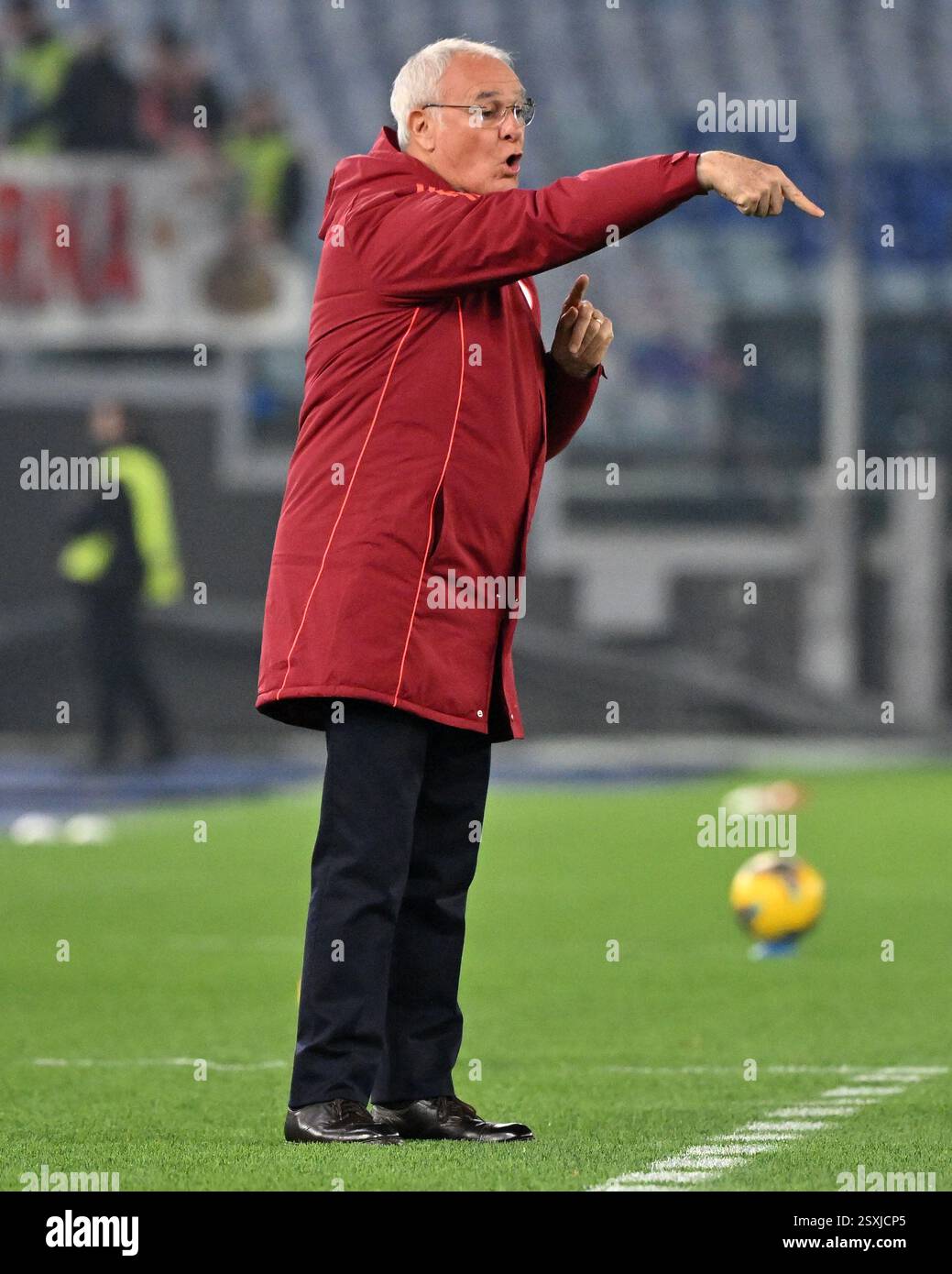 Rome, Italy. 24th Feb, 2025. Roma's head coach Claudio Ranieri gestures ...