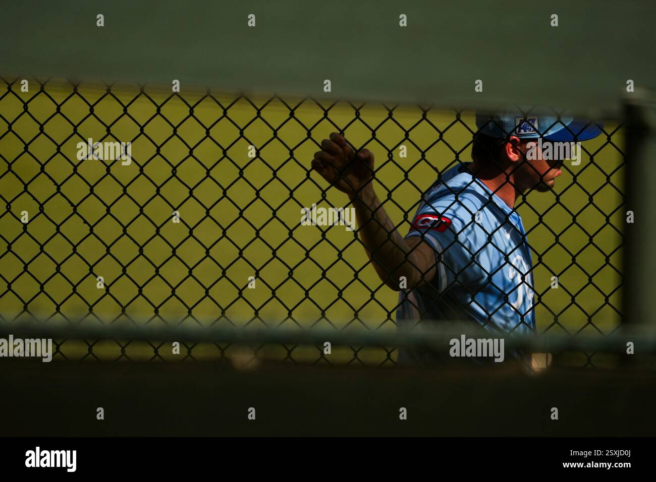 Kansas City Royals pitcher Taylor Clarke stretches in the bullpen ...