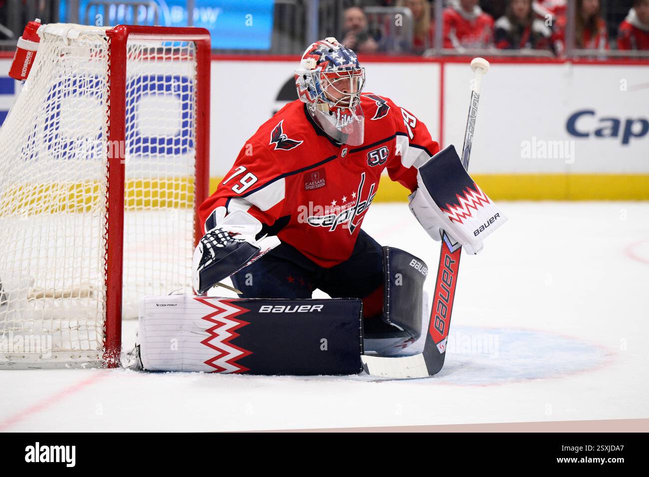 Washington Capitals goaltender Charlie Lindgren (79) in action during ...