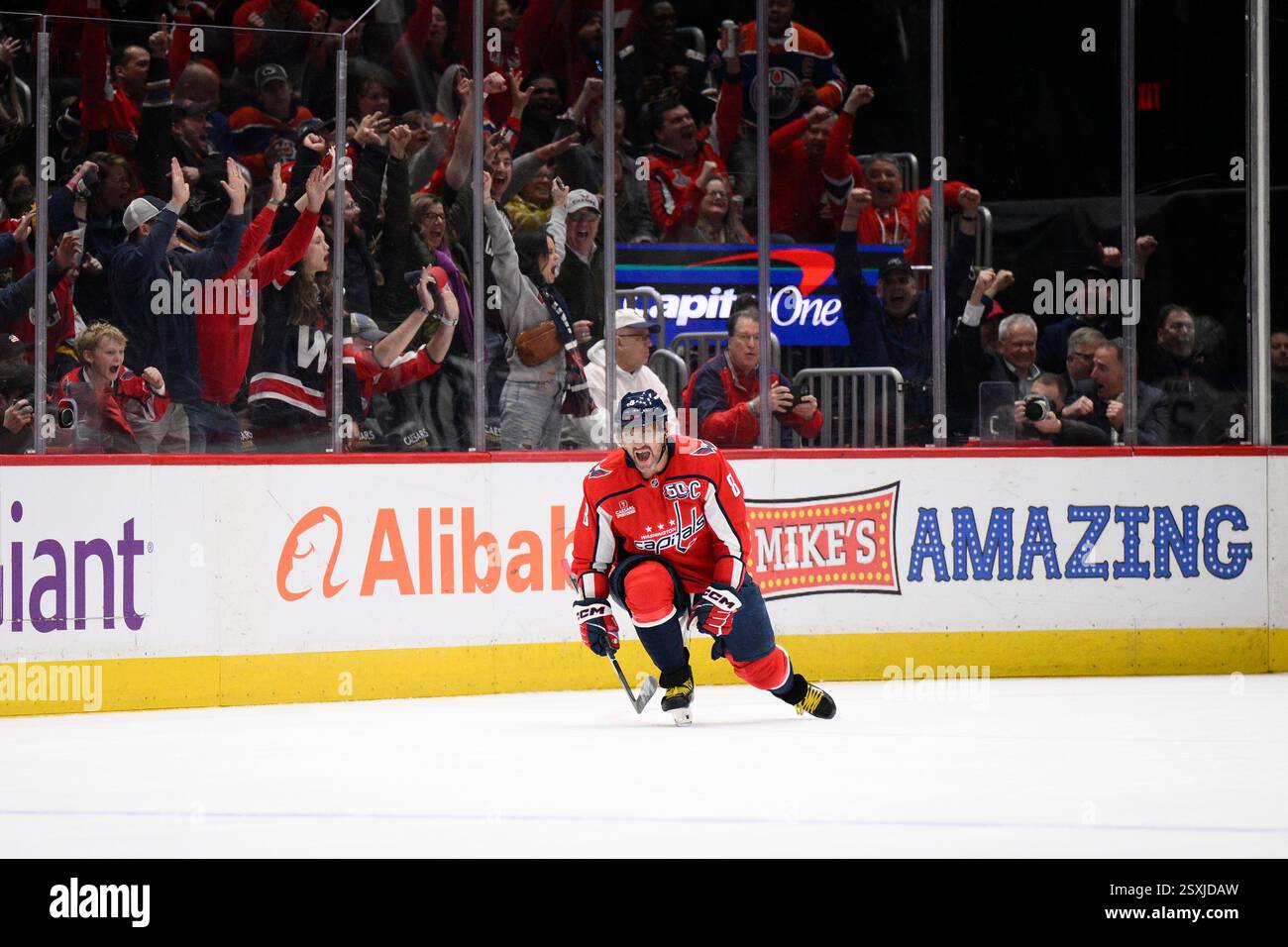 Washington Capitals left wing Alex Ovechkin (8) celebrates his goal ...