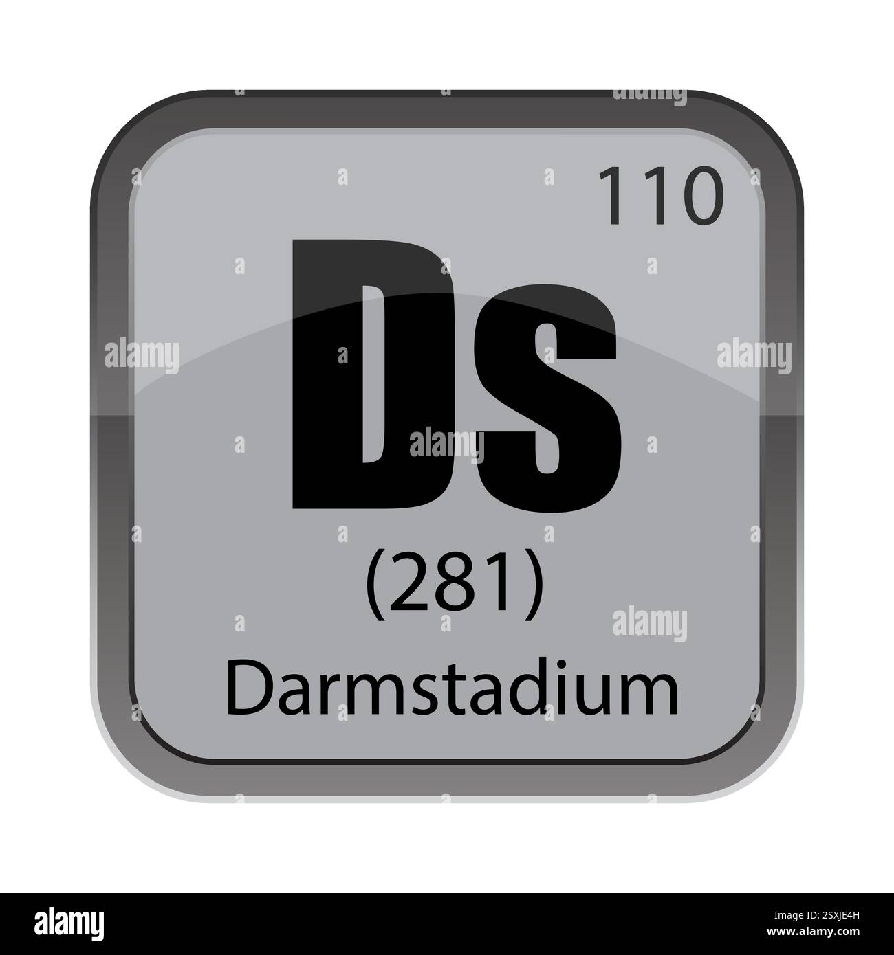 Gray Ds tile. Darmstadium (281) text. Number 110 icon. Vector chemistry ...