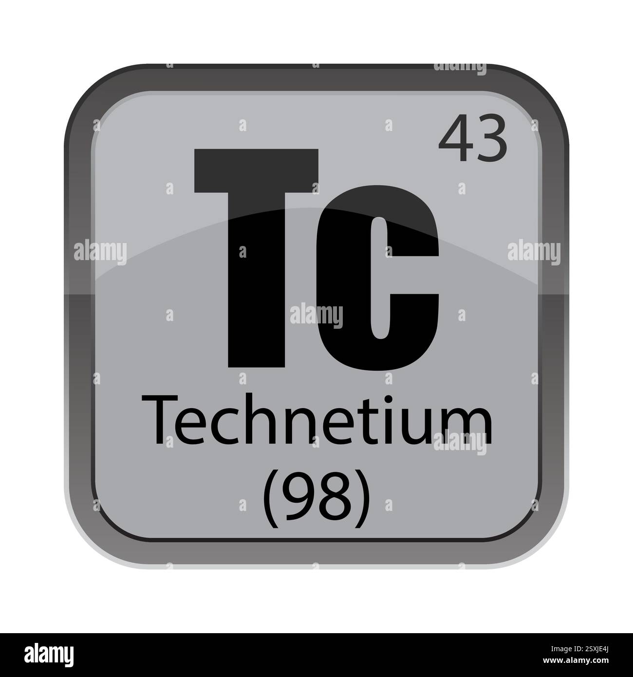 Tc 43 highlight. Technetium 98 text. Chemical element vector. Shiny ...