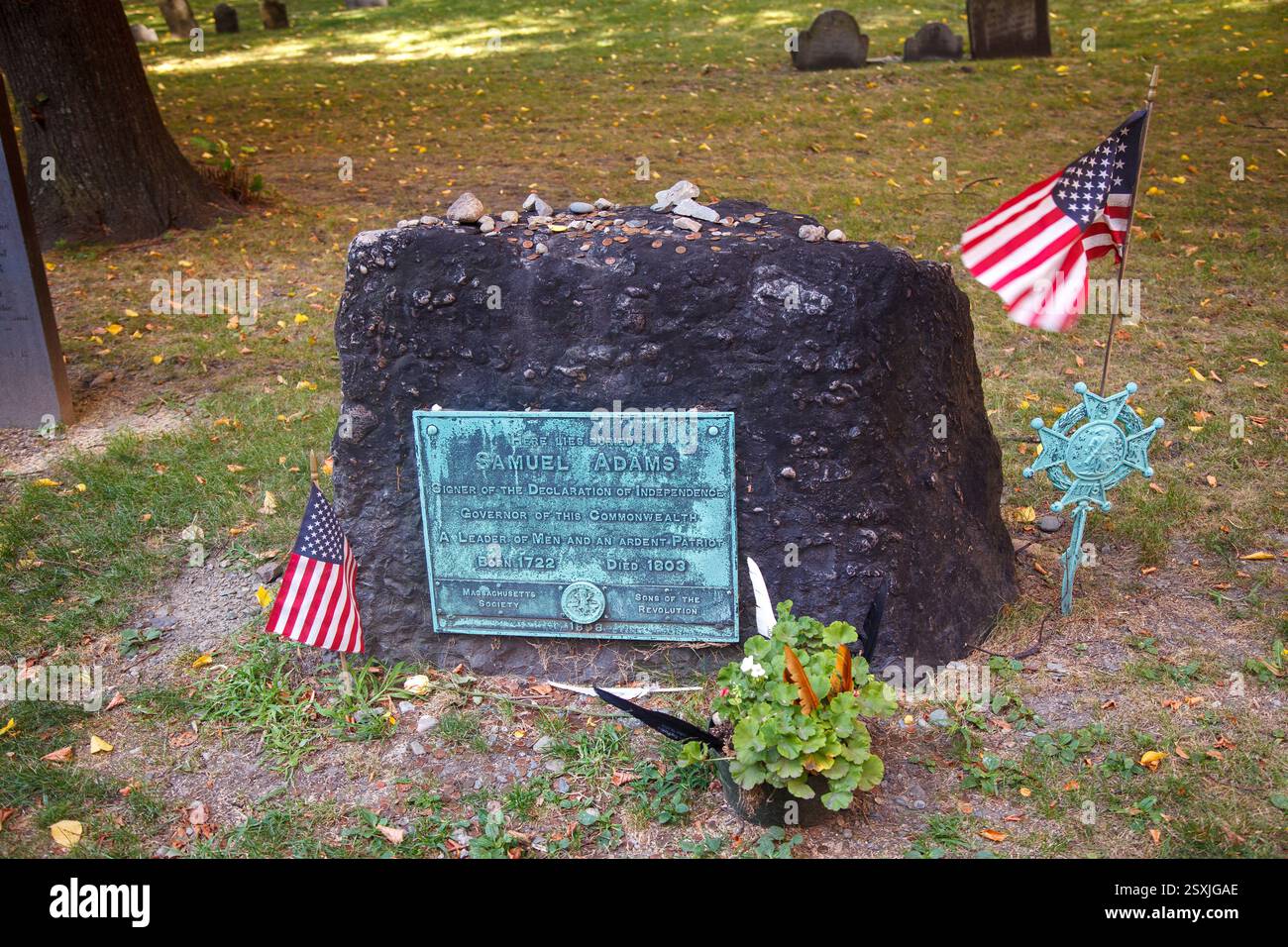 The Samuel Adams tomb at the HIstorical Granary Burying Ground where ...
