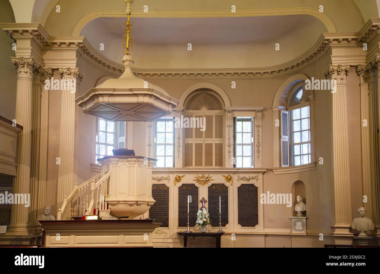 Inside historical Kings chapel national historical landmark with its ...