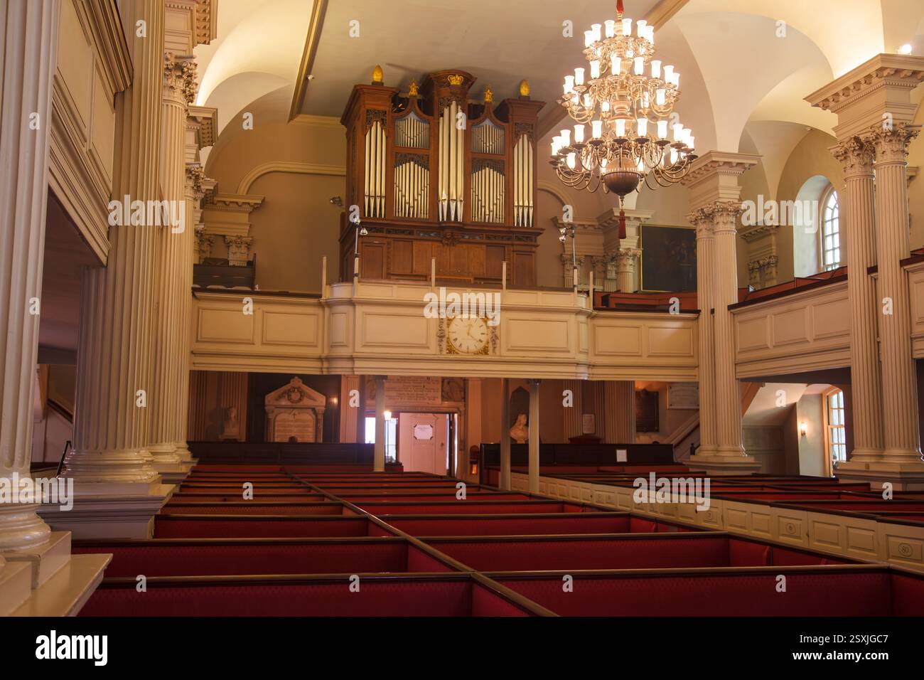 Inside historical Kings chapel national historical landmark with its ...