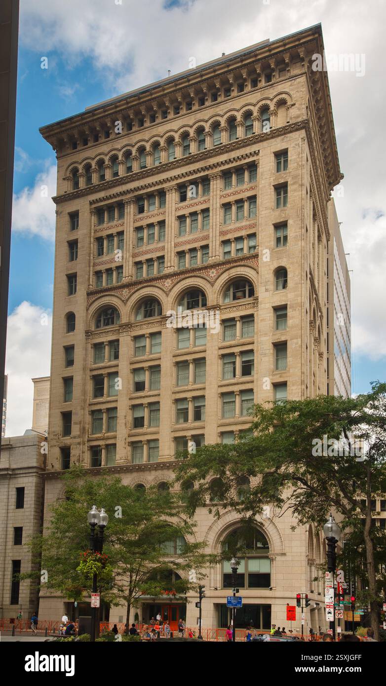 A Typical historical brick buidling facade in downtown district, Boston ...