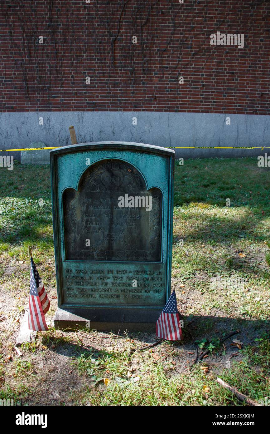 A tomb at the HIstorical Granary Burying Ground where the founding ...