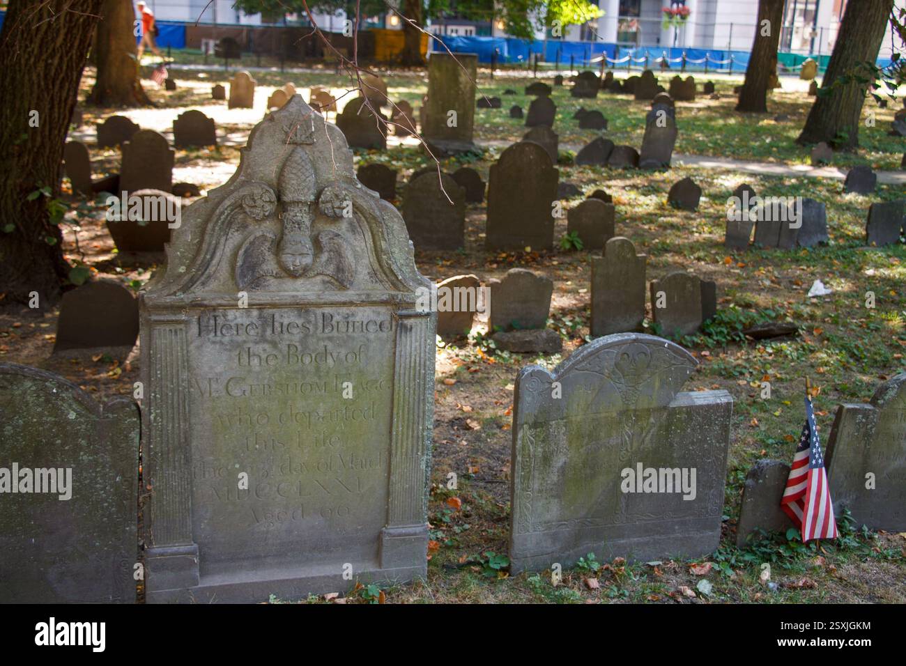 A tomb at the HIstorical Granary Burying Ground where the founding ...
