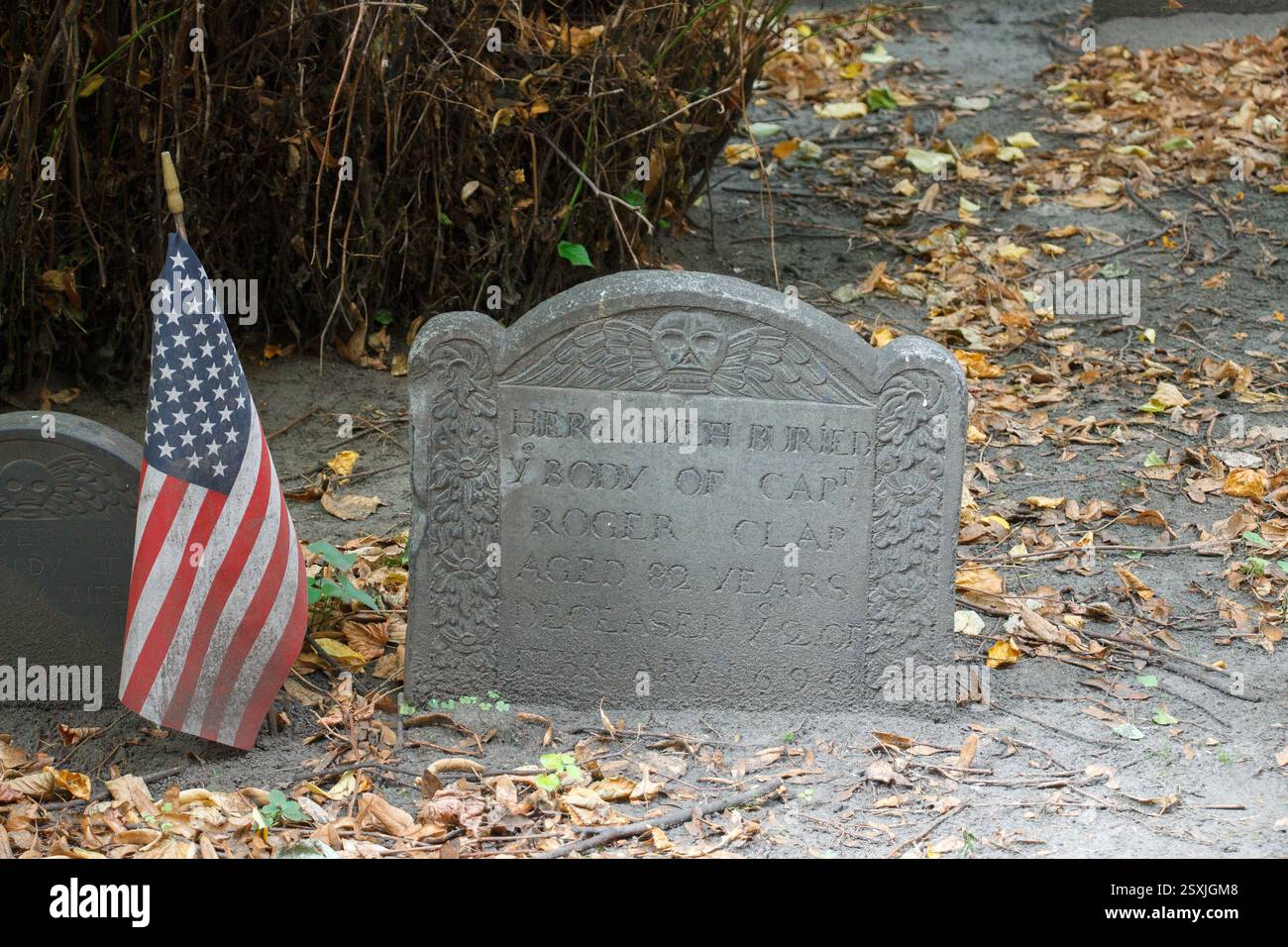 A tomb at the HIstorical Granary Burying Ground where the founding ...