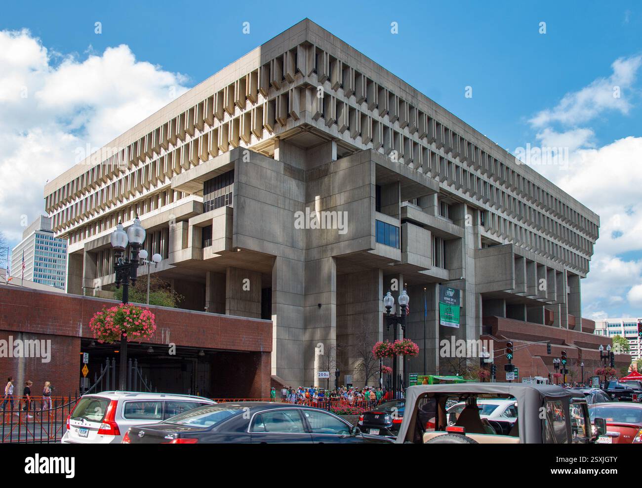 The Boton City hall modern public building in downtown, Massachusetts ...
