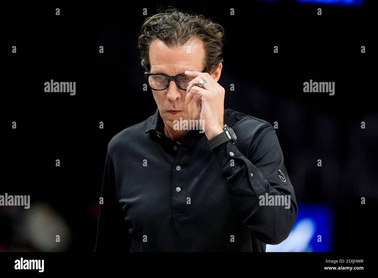 Atlanta Hawks head coach Quin Snyder walks on the court during the ...