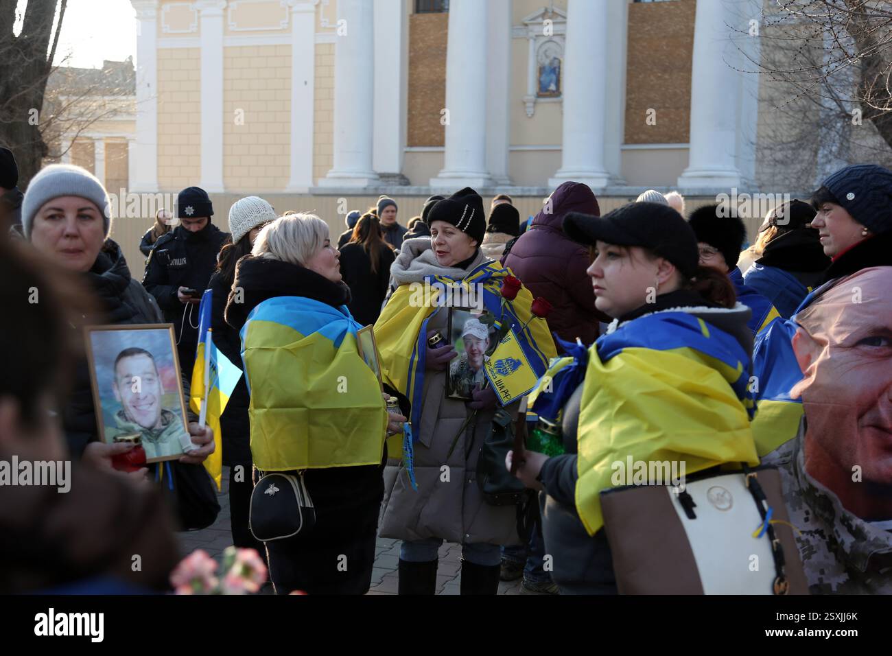 Odessa, Ukraine. 24th Feb, 2025. Participants of the commemorative ...