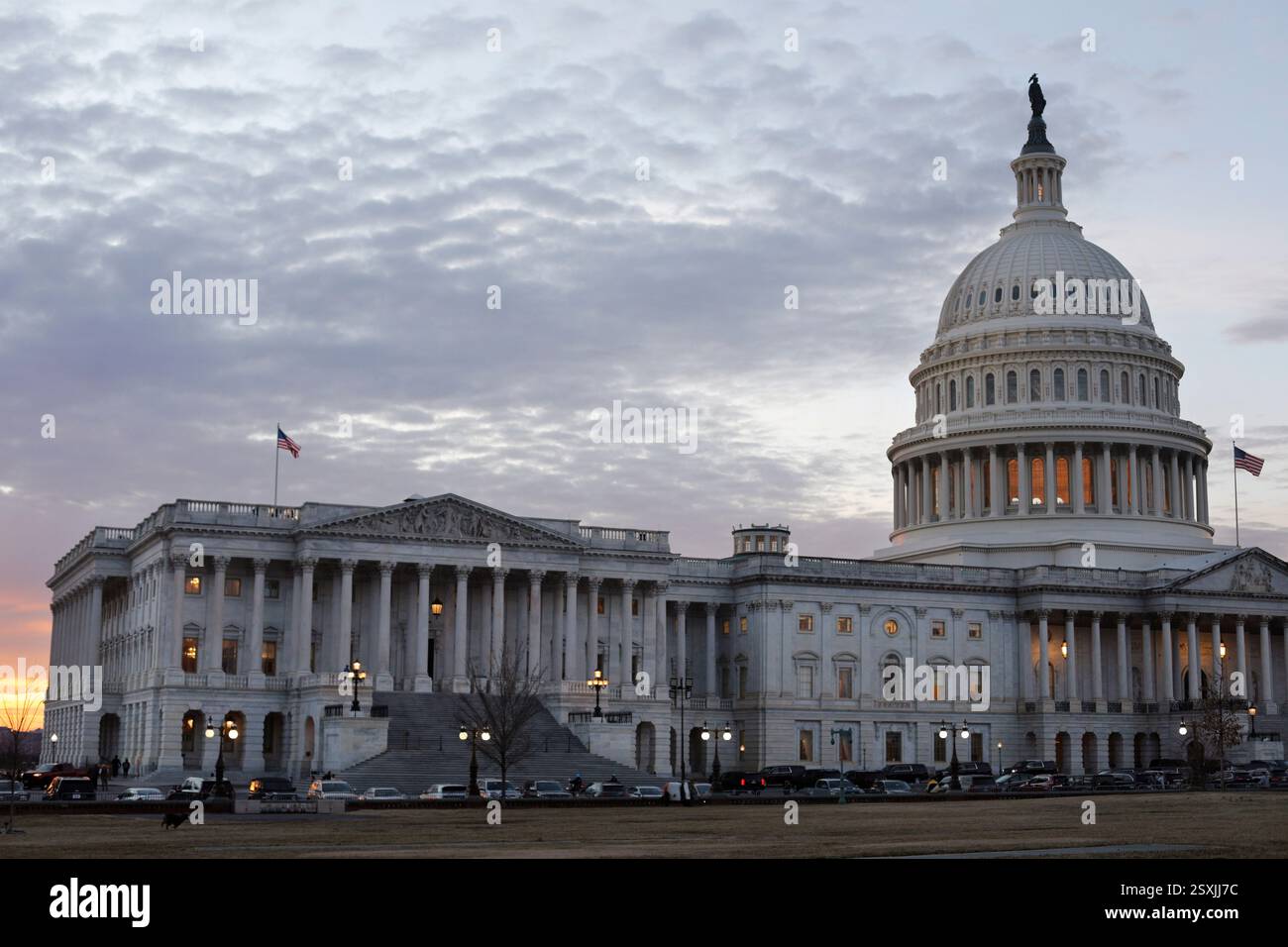 February 24, 2025, Washington, D.C, California, U.S: The U.S. Capitol Building is shown at dusk ...