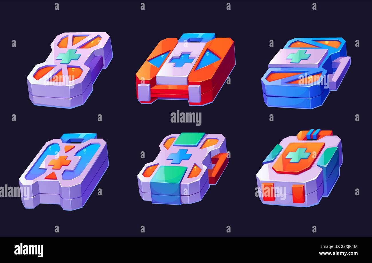 First aid kit game icons asset. Cartoon vector futuristic sci fi game ...
