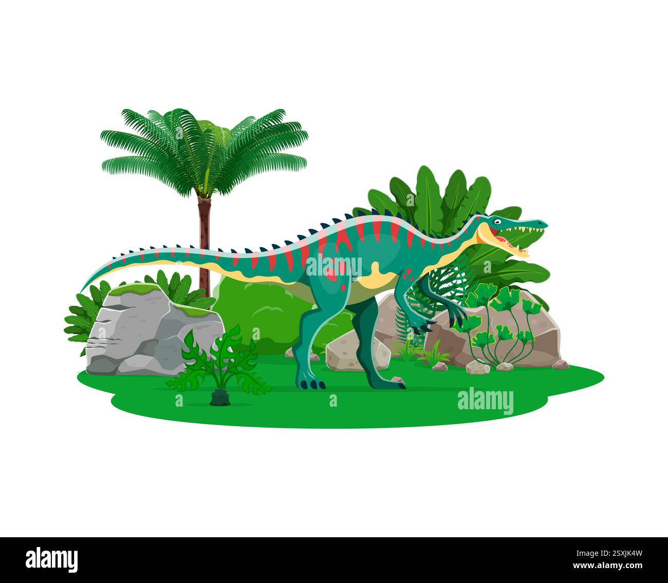 Extinct Suchomimus dinosaur cartoon character. Extinct reptile ...