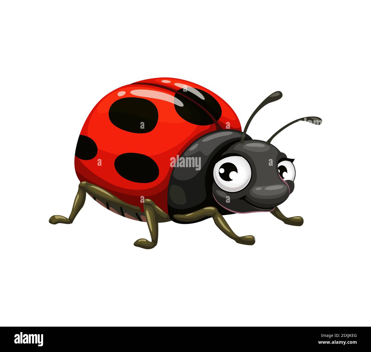 Cartoon funny ladybug insect character. Isolated vector cute and ...