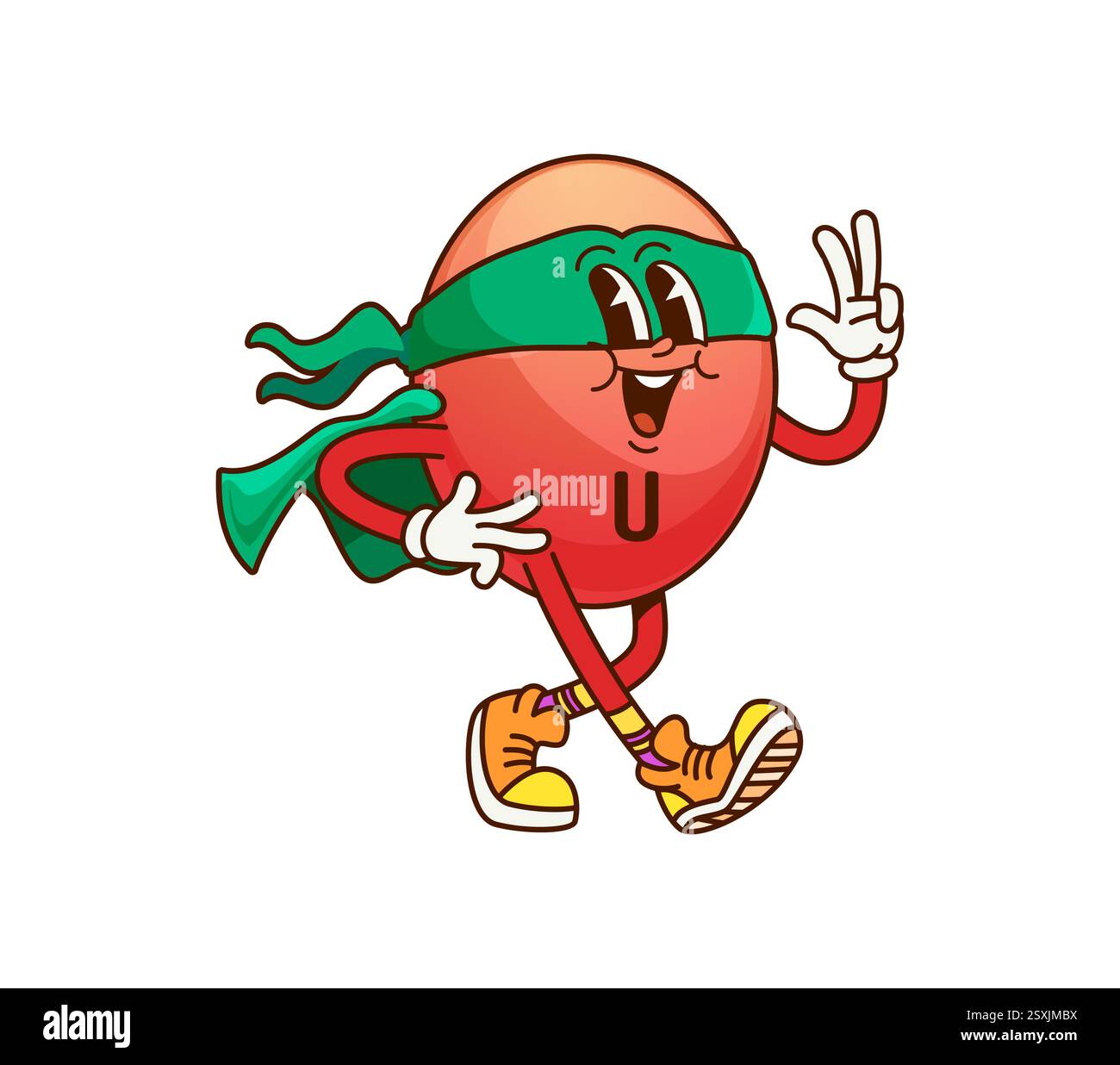 Cartoon groovy vitamin U superhero character. Isolated vector S ...