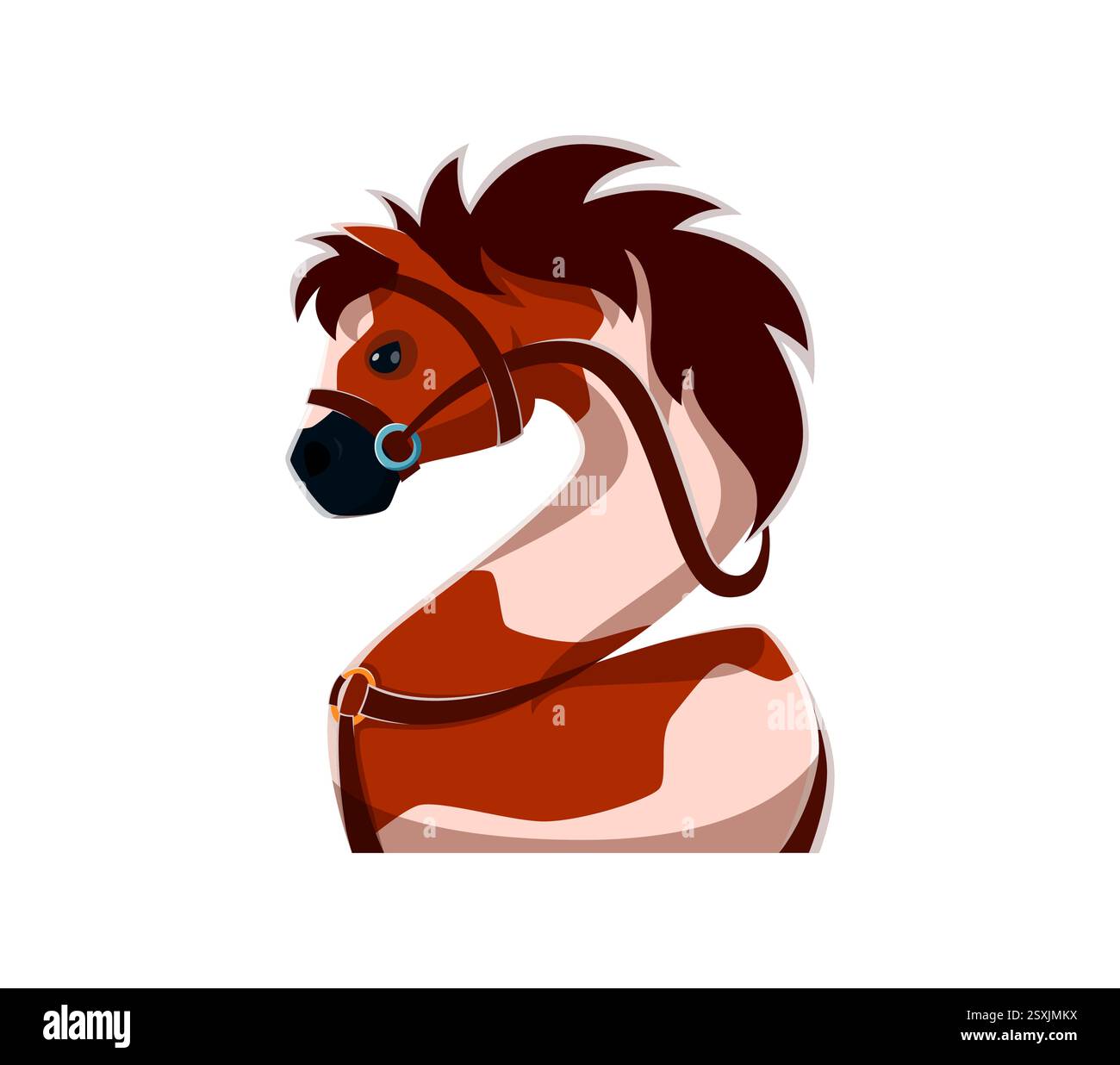 Number two as a horse head with bridle and flowing mane, math 2 symbol ...