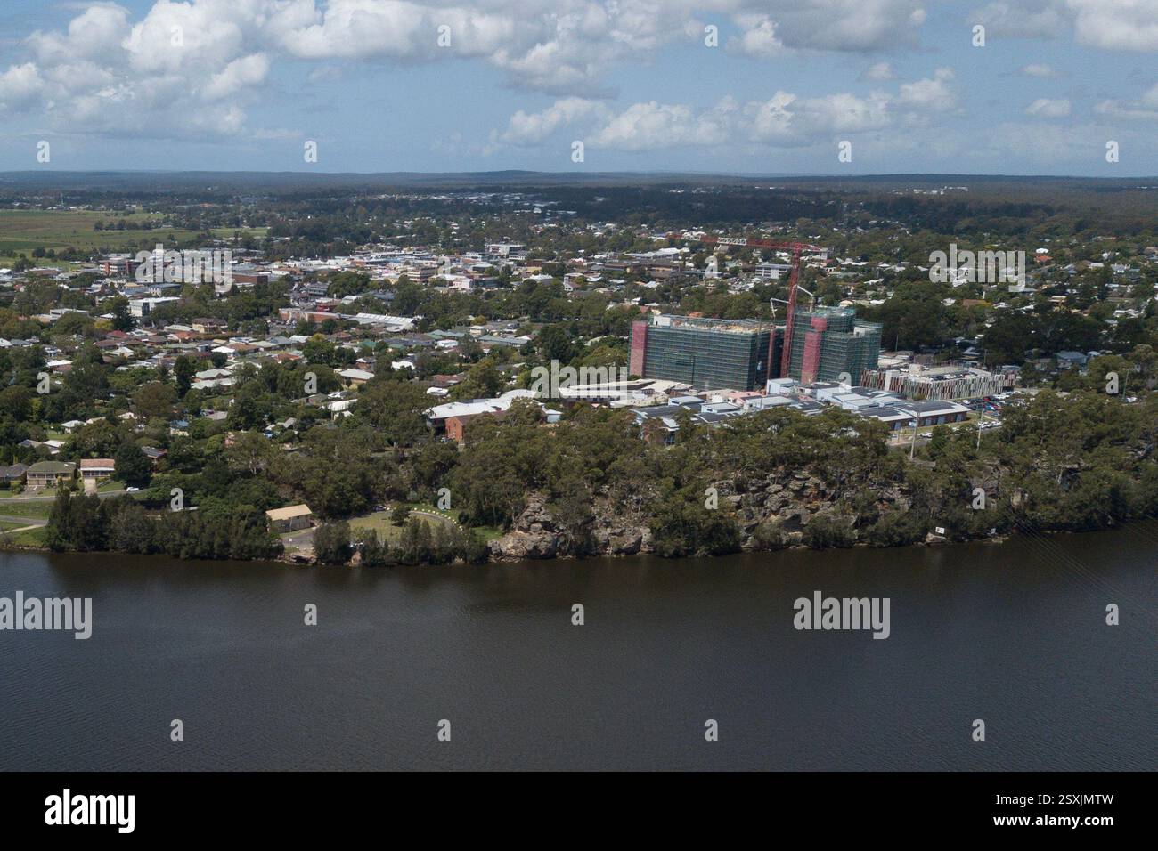 A aerial view of the major south coast town of Nowra and the Shoalhaven ...