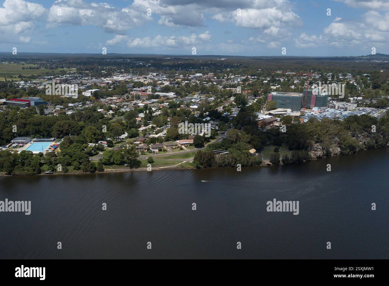A aerial view of the major south coast town of Nowra and the Shoalhaven ...
