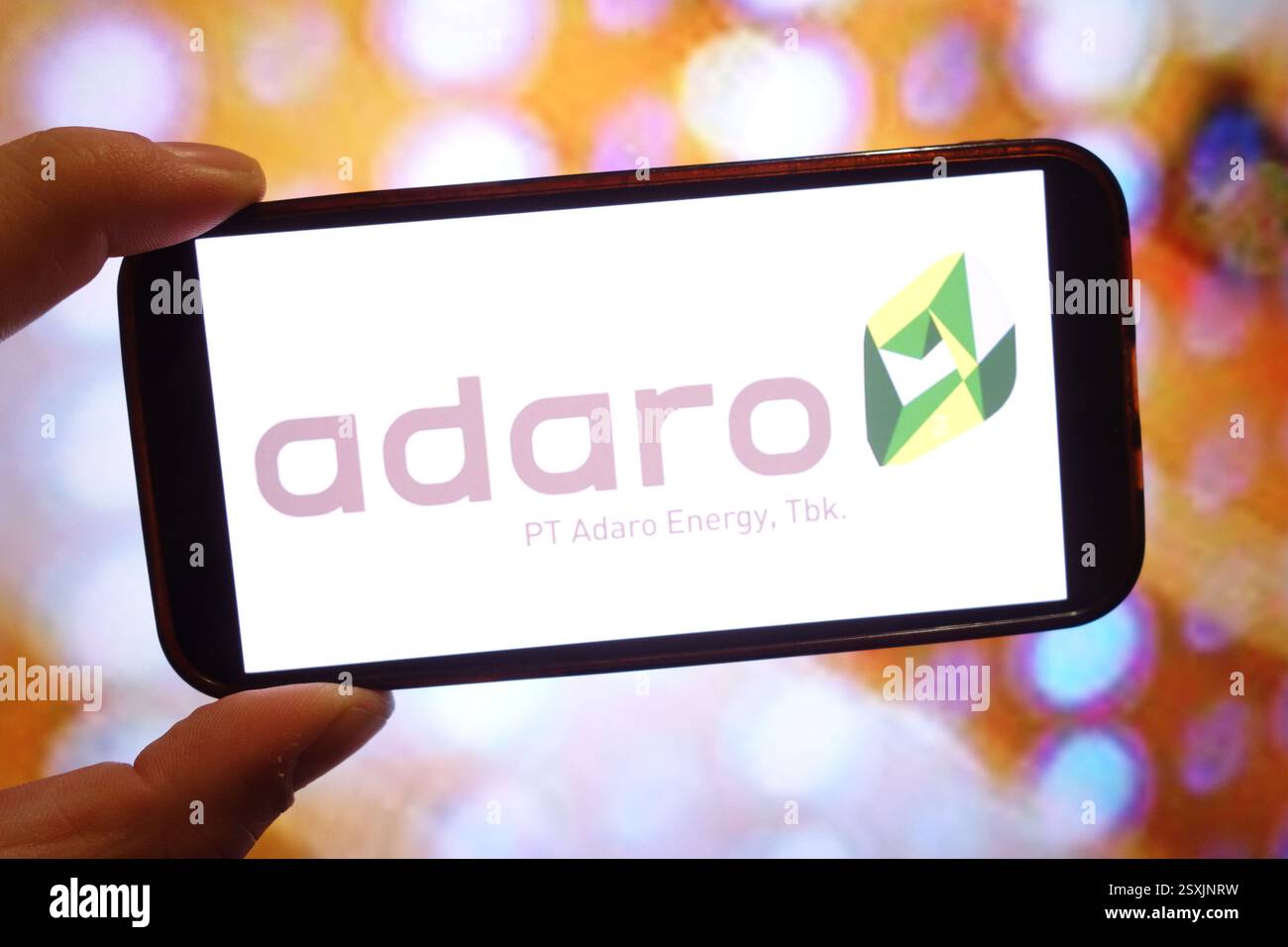 In this photo illustration, the Adaro Energy company logo is seen ...