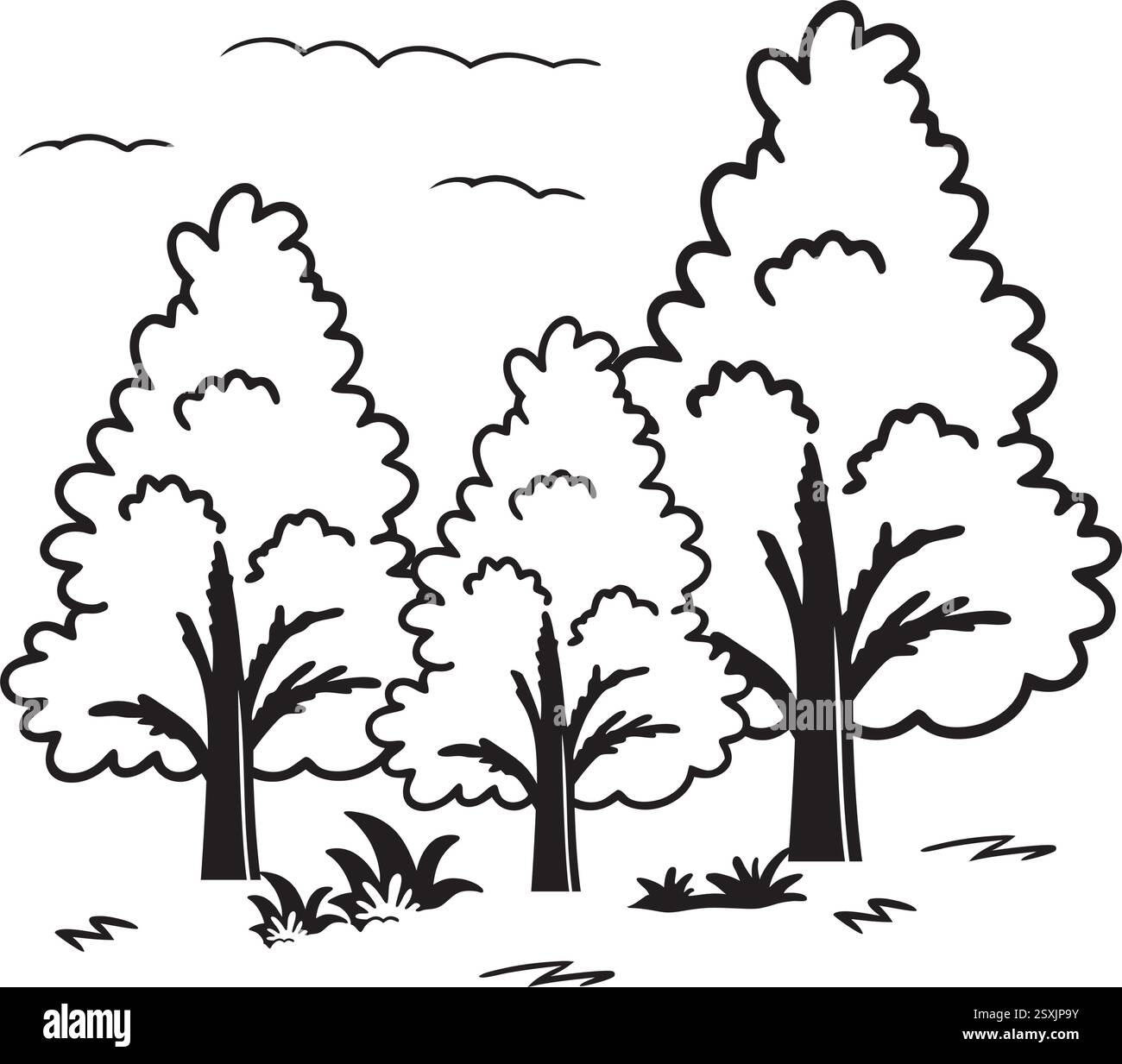 Forest Outline Dense Trees Nature illustration Stock Vector Image & Art ...